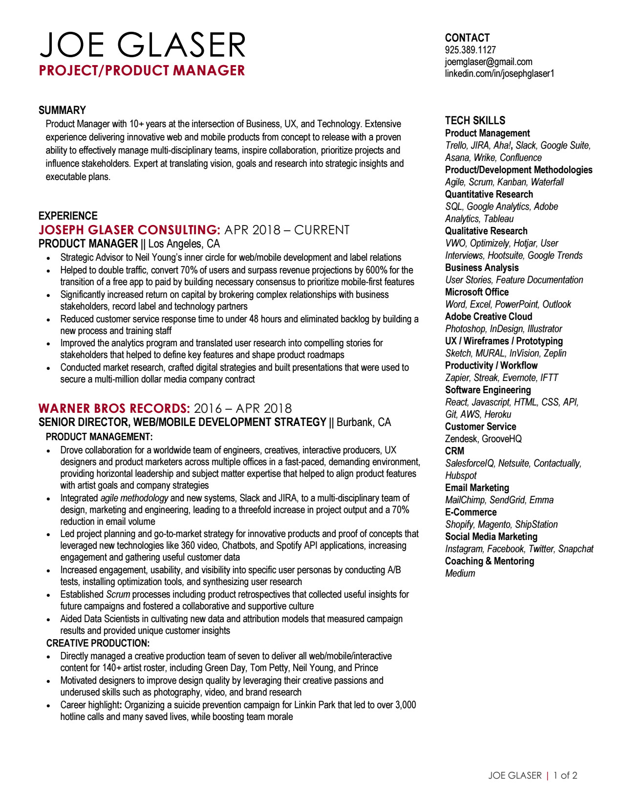 Joe-Glaser-Resume-PM.pdf - New HireClub
