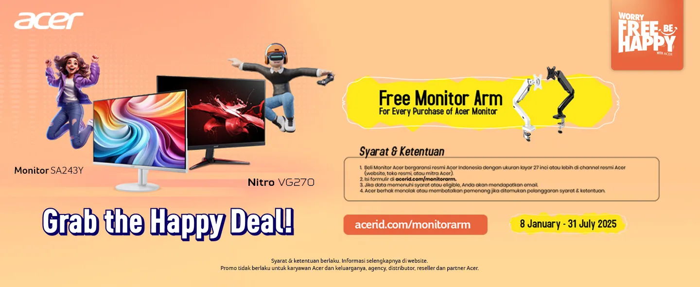 Gratis Arm Monitor untuk Pembelian Monitor Acer Sekarang!