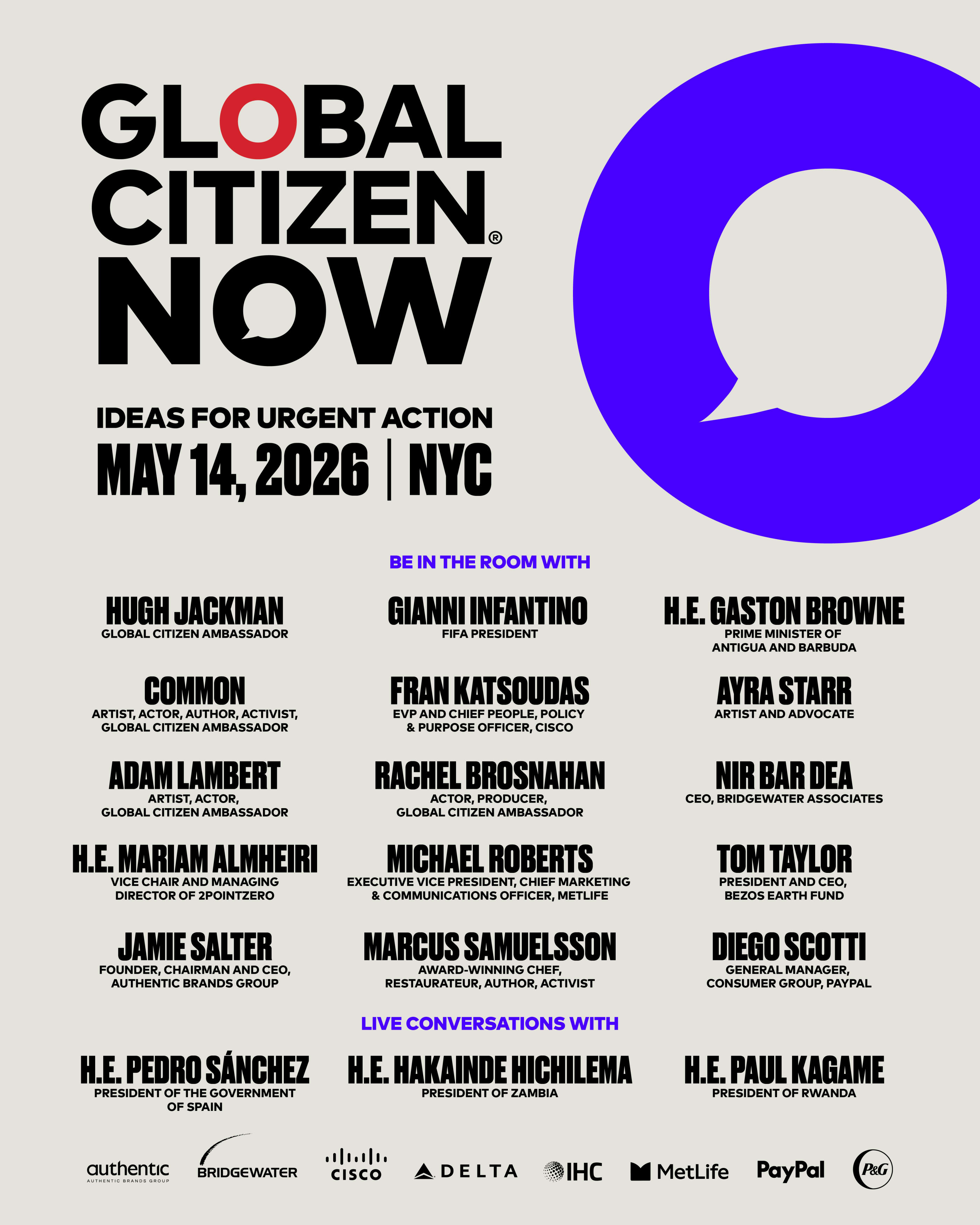 Global Citizen NOW Announces First Round of Speakers