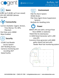 Buffalo NY Data Center | 100GE Network, 1.5MW Generator, 24/7 Security