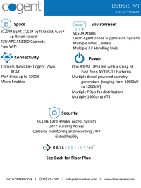 Detroit Mi Data Center 100ge Access Multi Generator Power 3 Floor