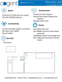 Worcester MA Data Center | 100GE, Diesel Backup, Fenwal Fire Protection
