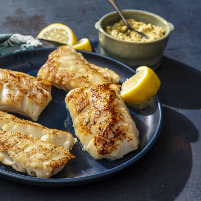 Pan-Roasted Cod with Green Olive, Almond, and Orange Relish | America's ...