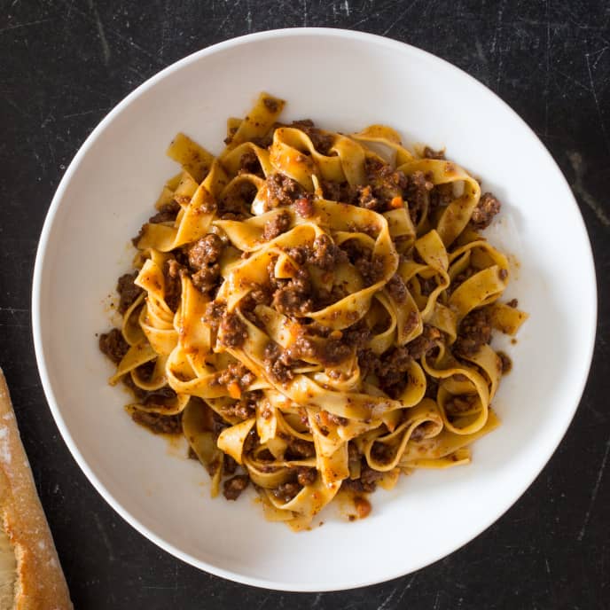 Weeknight Tagliatelle with Bolognese Sauce | America's Test Kitchen Recipe