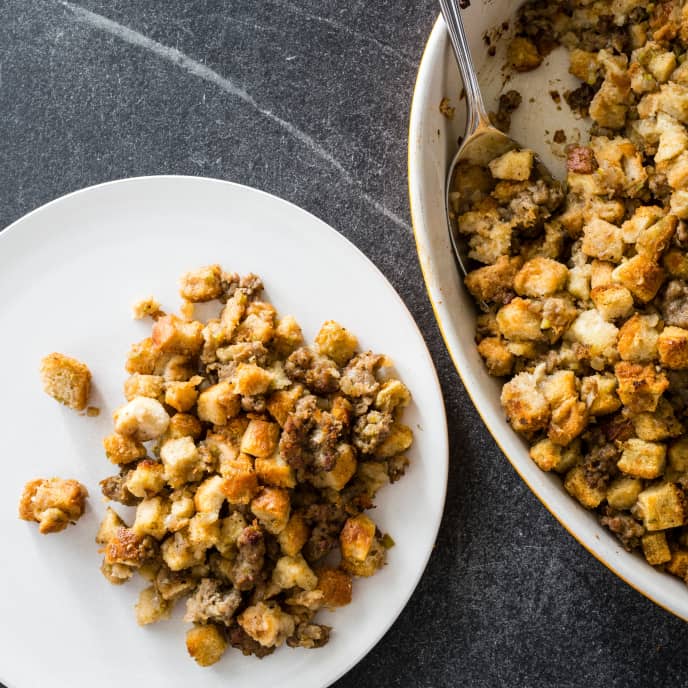 Simple Holiday Stuffing with Sausage | America's Test Kitchen Recipe