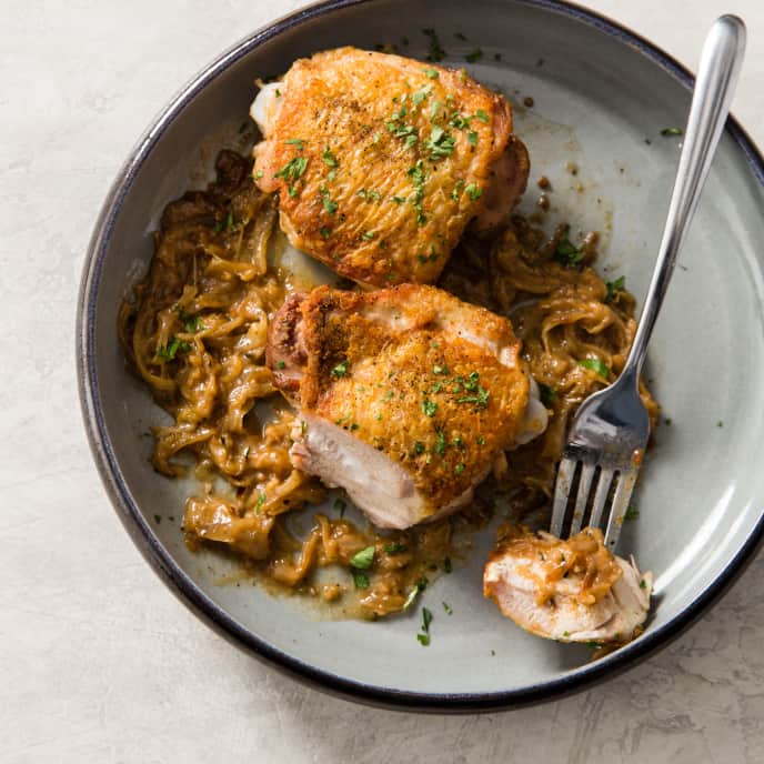 Brandy Chicken with Onions | America's Test Kitchen Recipe