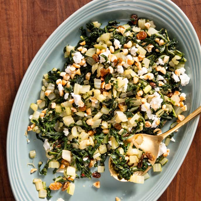 Garlicky Swiss Chard with Goat Cheese and Golden Raisins | America's ...