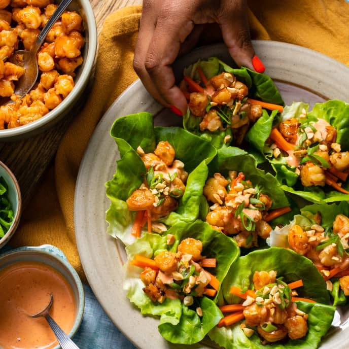 Honey-Sriracha Shrimp Lettuce Wraps | America's Test Kitchen Recipe