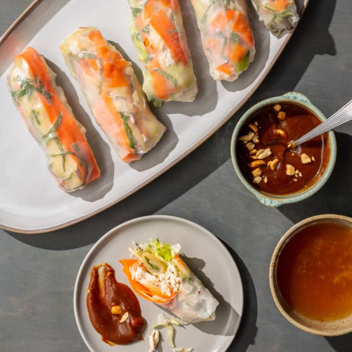 Opal's Shredded Chicken Spring Rolls with Duo of Dipping Sauces ...