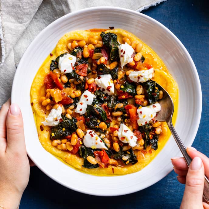 Spicy Polenta with White Beans and Kale | America's Test Kitchen Recipe