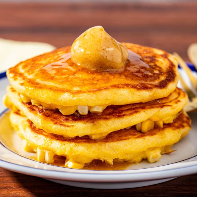 Sweet Corn Pancakes with Maple Butter | America's Test Kitchen Recipe