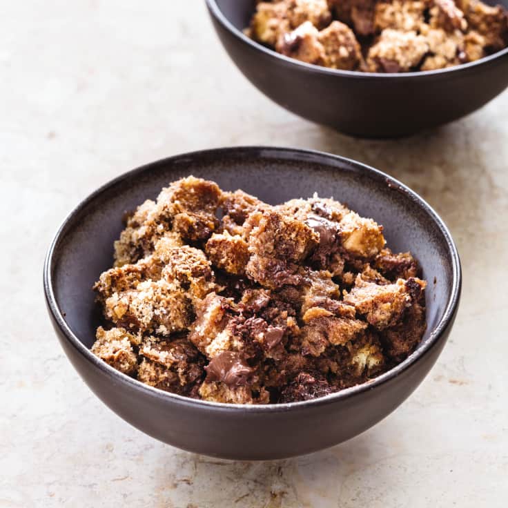 Cast Iron Chocolate-Hazelnut Bread Pudding | America's Test Kitchen Recipe
