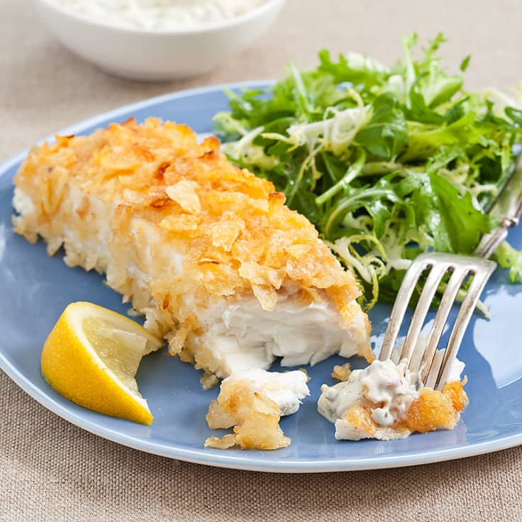 Potato-Crusted Halibut with Tartar Sauce | America's Test Kitchen Recipe
