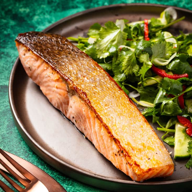 Crispy-Skinned Salmon with Cucumber-Herb Salad | America's Test Kitchen ...