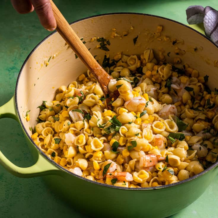 One-Pot Creamy Shells with Shrimp and Fresh Corn | America's Test ...