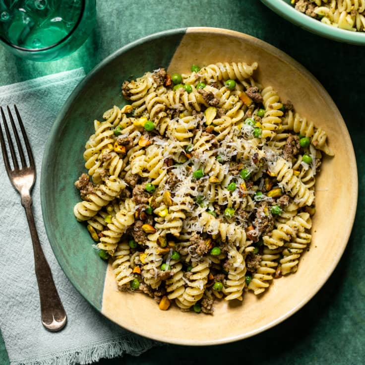 Pasta with Lamb and Mint-Pistachio Pesto | America's Test Kitchen Recipe