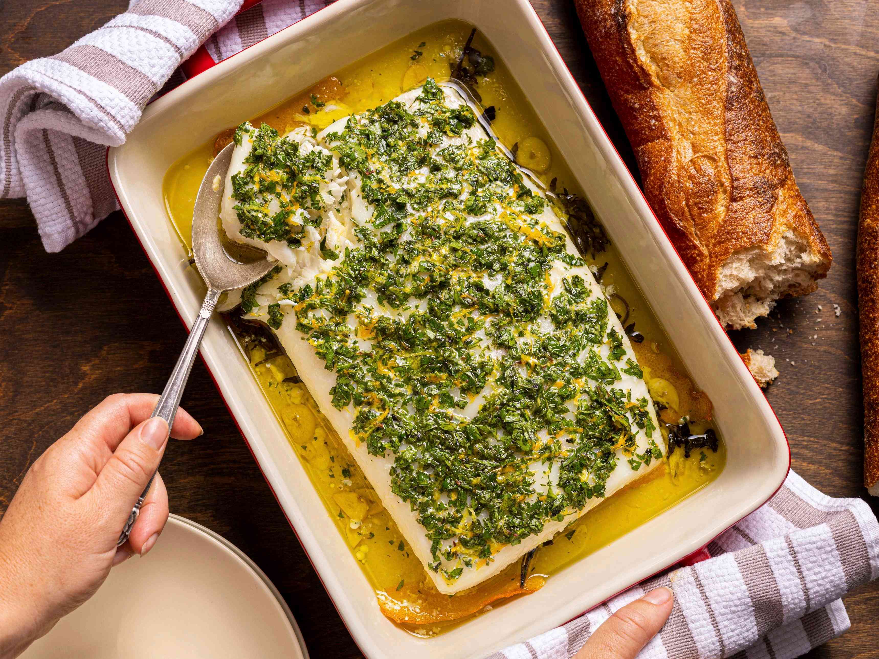 Oregano and Orange Slow-Roasted Halibut with Salmoriglio | America's ...
