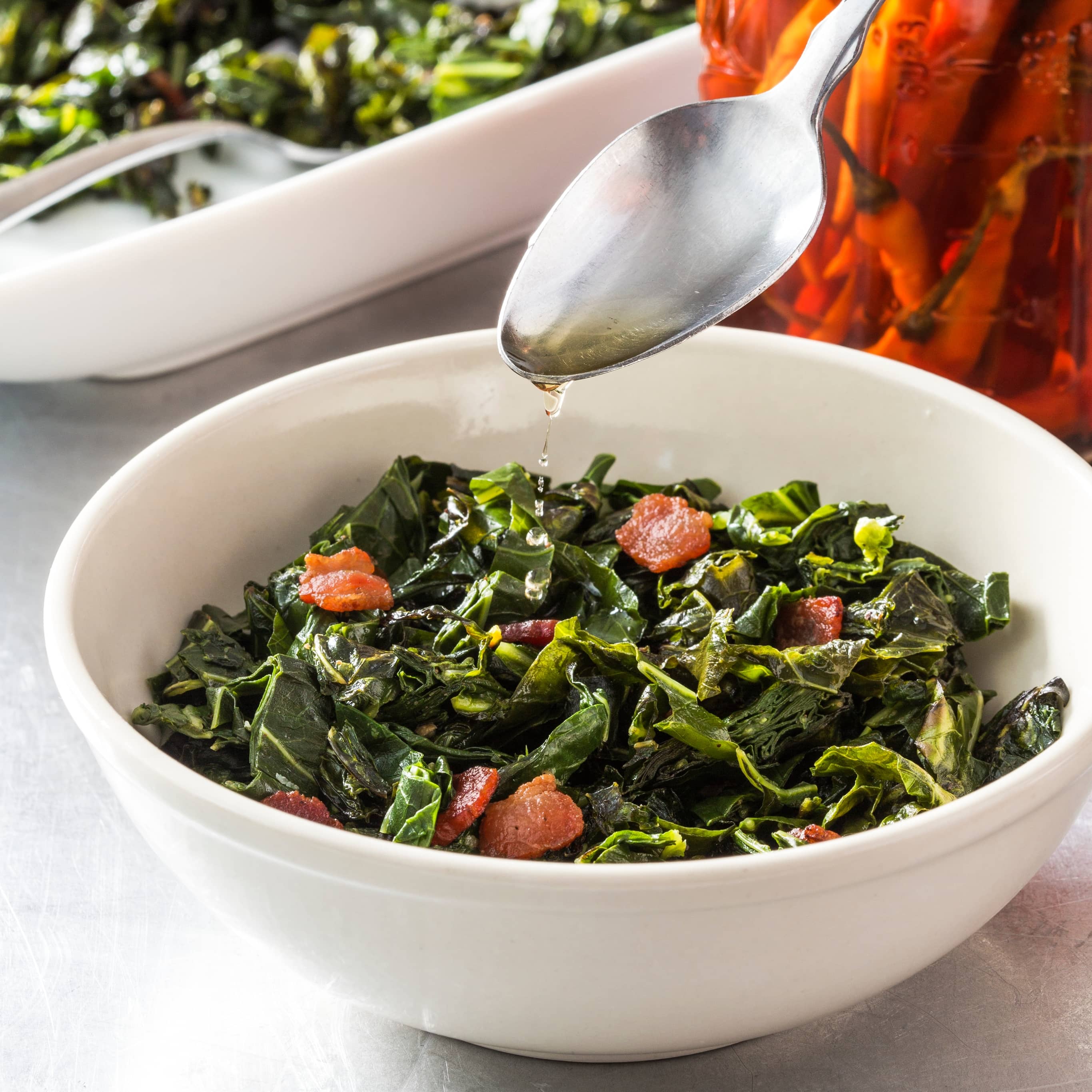 Quick Collard Greens with Hot Pepper Vinegar | America's Test Kitchen