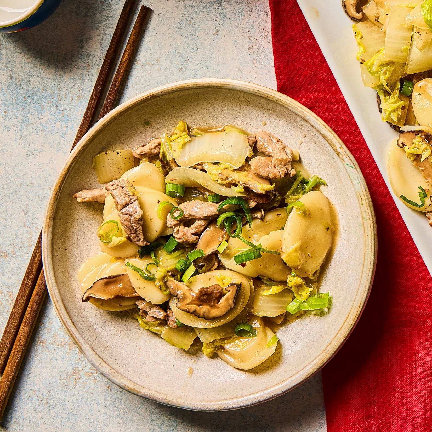 Chao Nian Gao (Stir-Fried Chinese Rice Cakes with Napa Cabbage and Pork ...