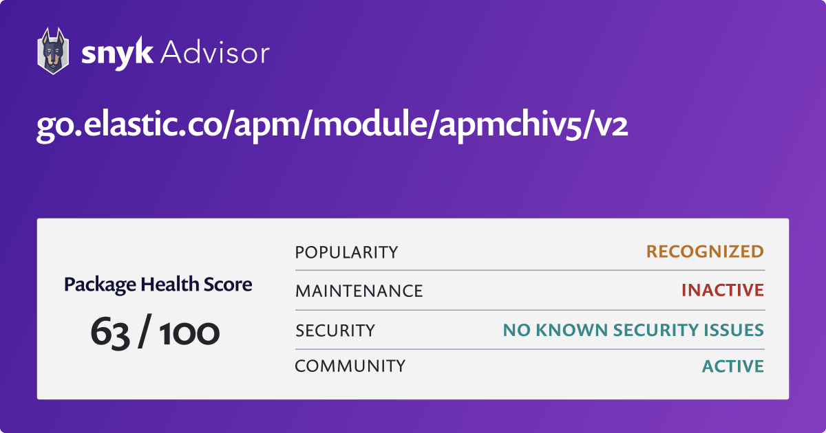 apmchiv5 - golang Package Health Analysis | Snyk