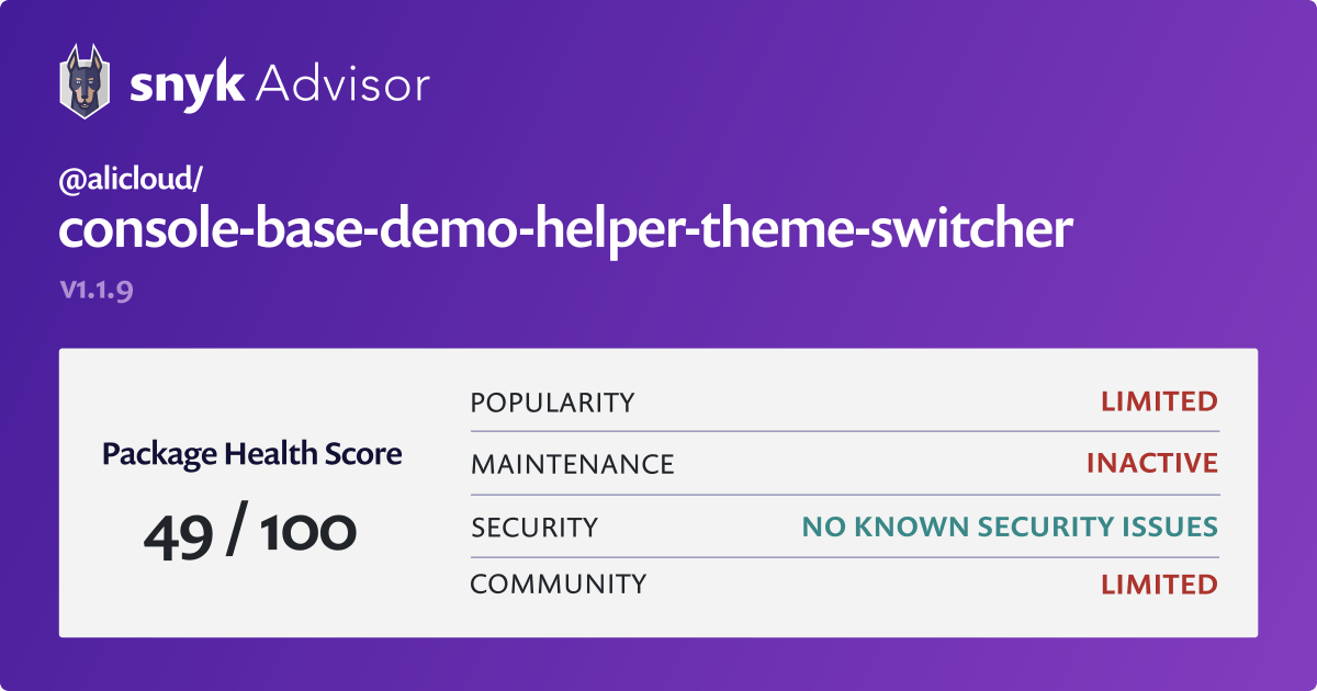 @alicloud/console-base-demo-helper-theme-switcher - npm package | Snyk @alicloud/console-base-demo-helper-theme-switcher - npm package | Snyk