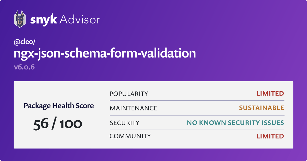 @cleo/ngx-json-schema-form-validation - npm package | Snyk @cleo/ngx-json-schema-form-validation - npm package | Snyk