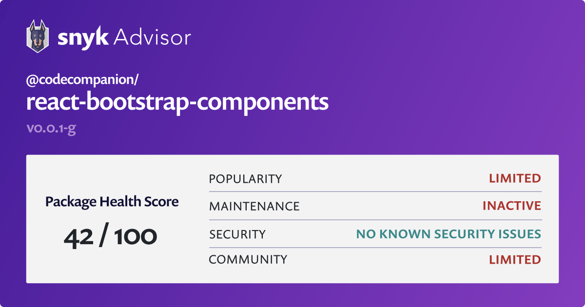 Codecompanionreact Bootstrap Components Npm Package Snyk
