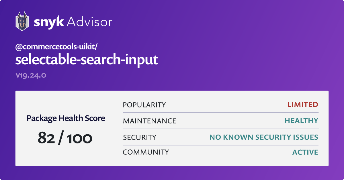 Commercetools Uikitselectable Search Input Npm Package Snyk