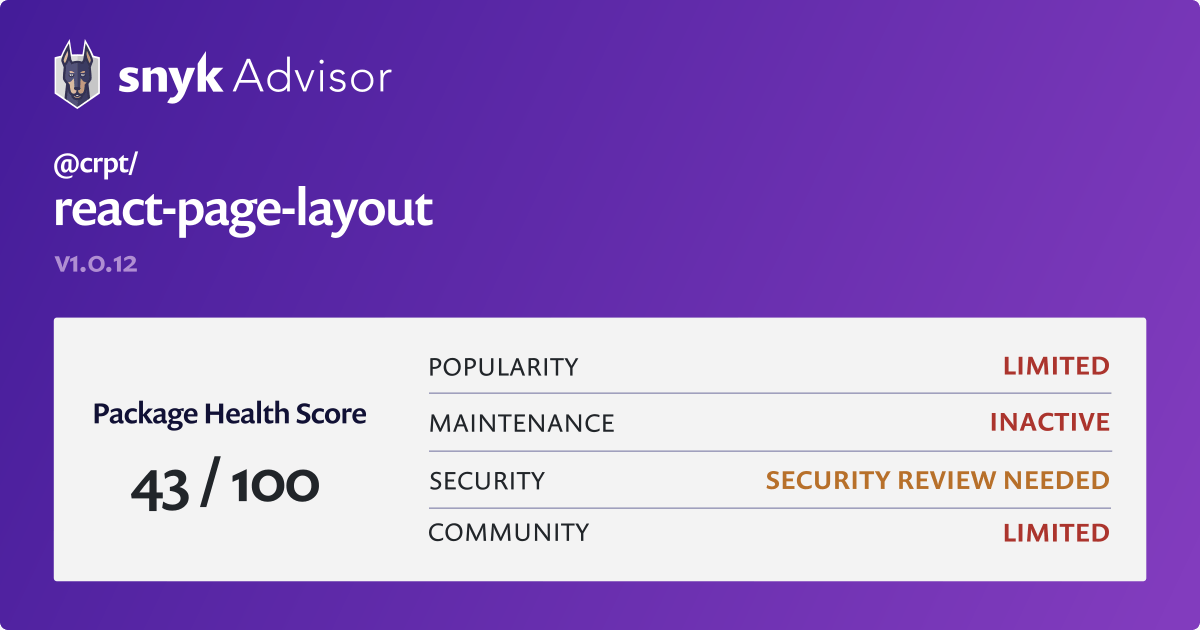 crpt react page layout Npm Package Snyk crpt-react-page-layout-npm-package-snyk