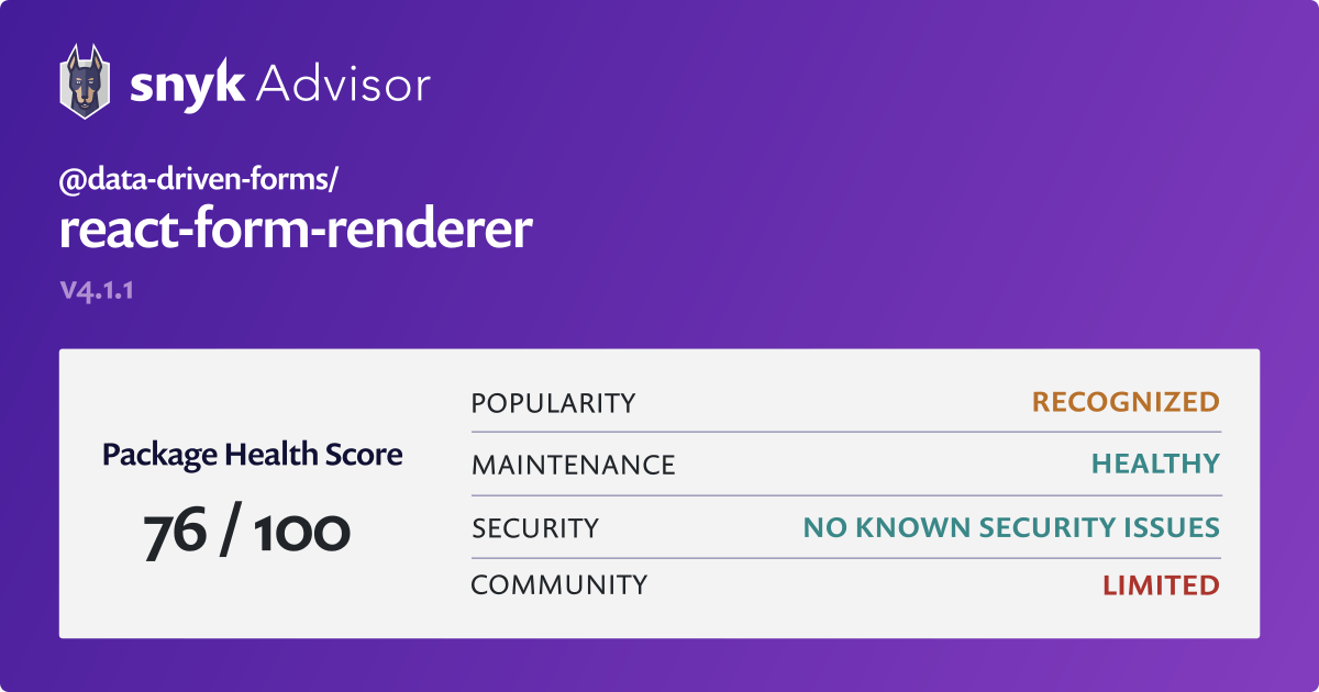Data Driven Forms React Form Renderer Npm Package Snyk