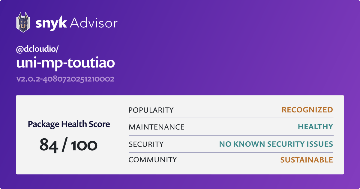 @dcloudio/uni-mp-toutiao - npm package | Snyk