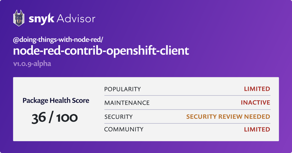 Doing Things With Node Rednode Red Contrib Openshift Client Npm Package Snyk 9135