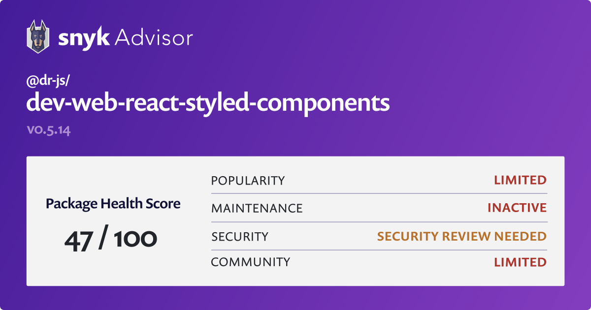Dr Js Dev Web React Styled Components Npm Package Snyk