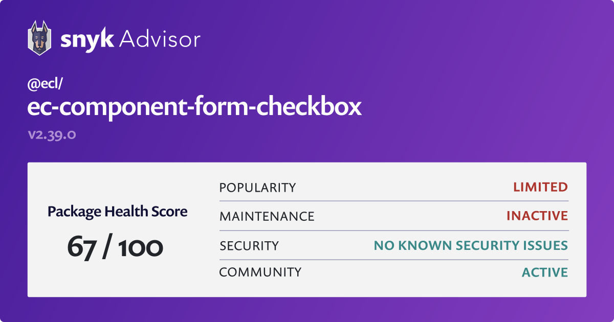 Eclec Component Form Checkbox Npm Package Snyk