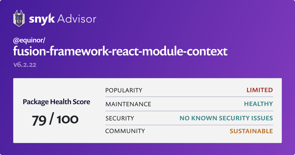 @equinor/fusion-framework-react-module-context - npm package | Snyk @equinor/fusion-framework-react-module-context - npm package | Snyk