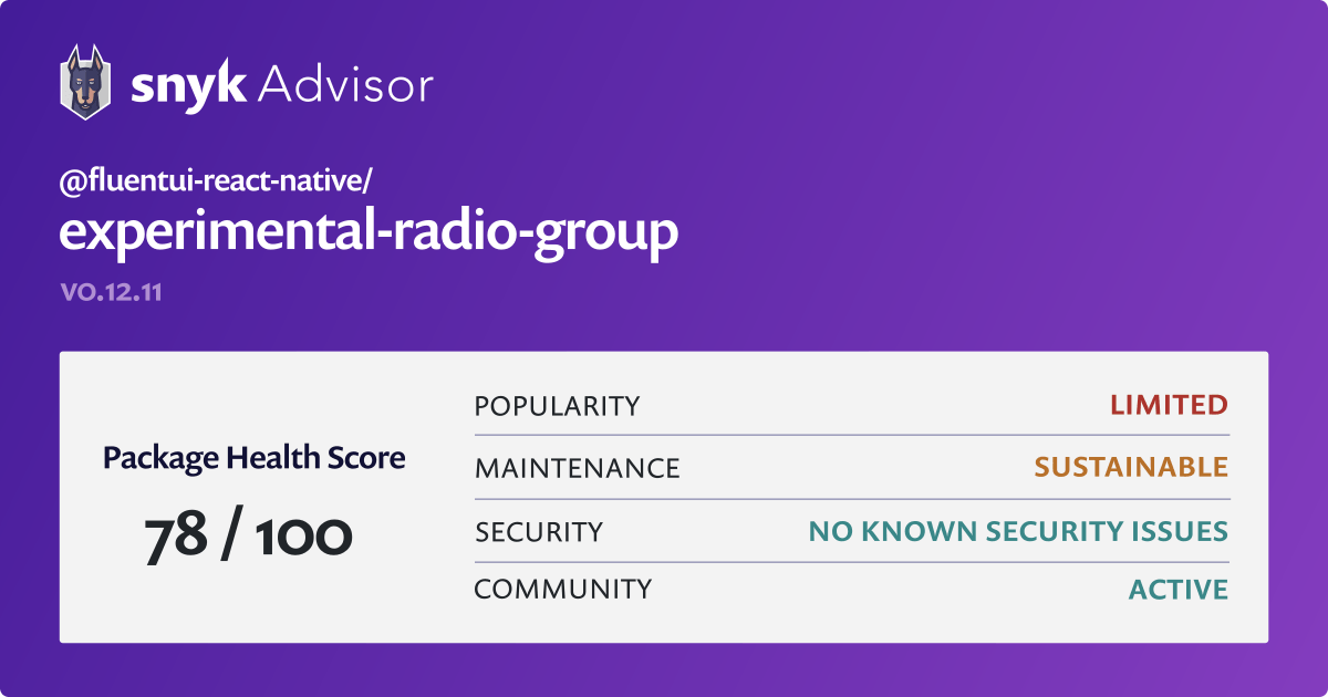 Fluentui React Nativeexperimental Radio Group Npm Package Snyk
