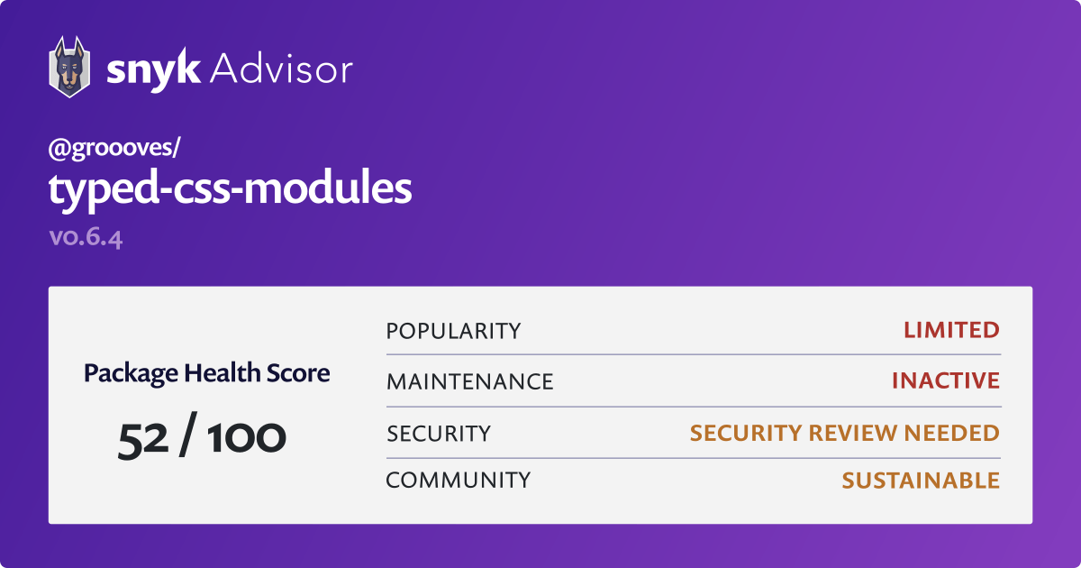 @groooves/typed-css-modules - npm package | Snyk @groooves/typed-css-modules - npm package | Snyk