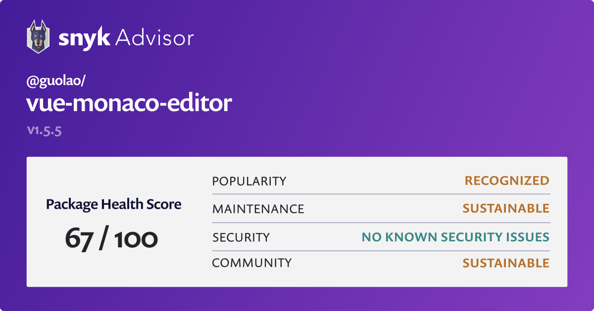 @guolao/vue-monaco-editor - npm package | Snyk @guolao/vue-monaco-editor - npm package | Snyk