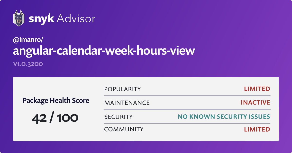 @imanro/angular-calendar-week-hours-view - npm package | Snyk @imanro/angular-calendar-week-hours-view - npm package | Snyk