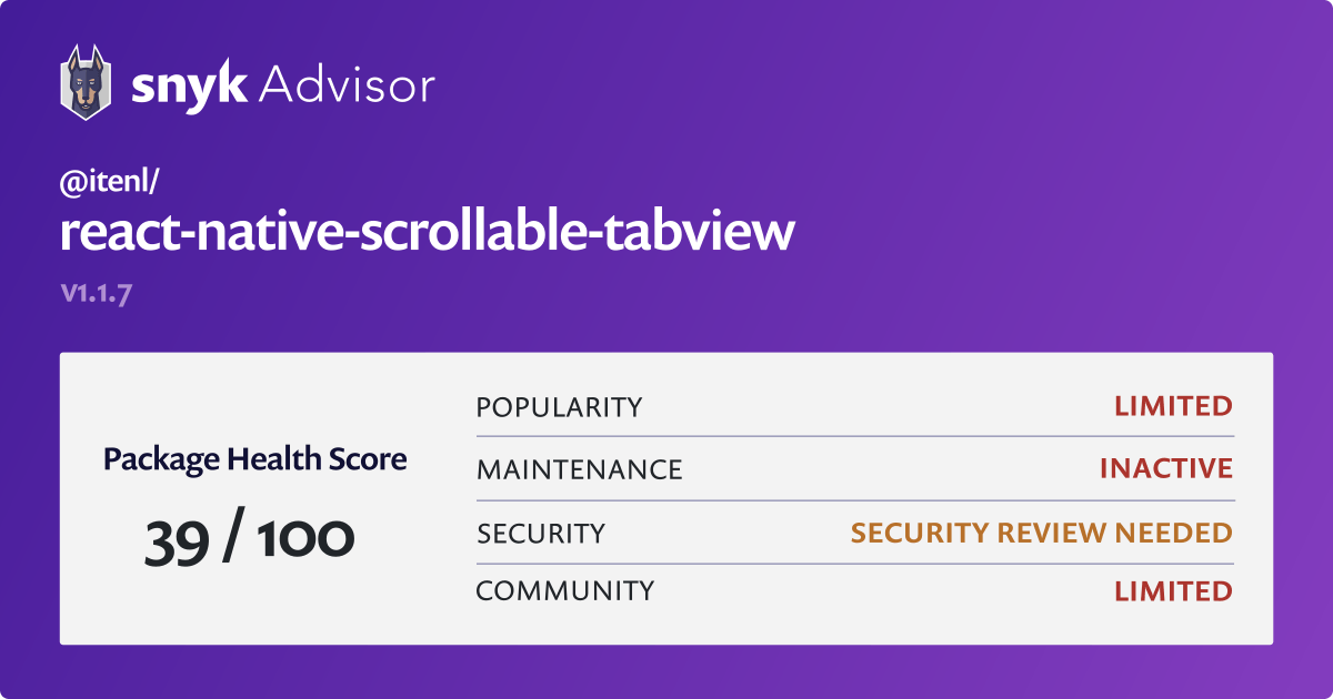 Itenlreact Native Scrollable Tabview Npm Package Snyk