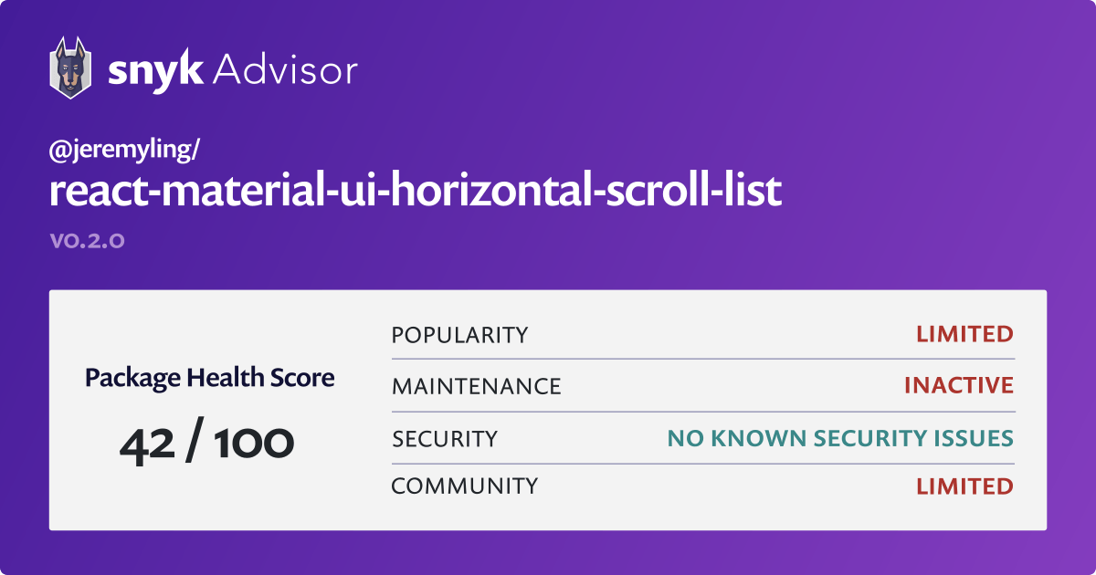Jeremylingreact Material Ui Horizontal Scroll List Npm Package Snyk