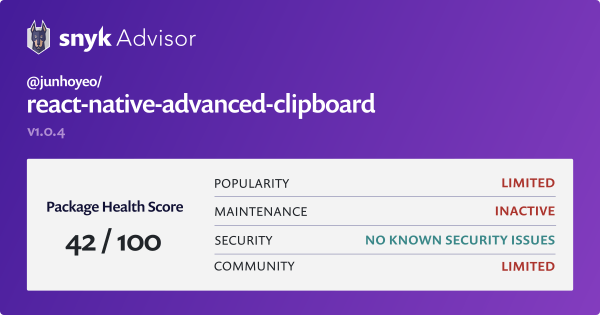 @junhoyeo/react-native-advanced-clipboard - npm package | Snyk @junhoyeo/react-native-advanced-clipboard - npm package | Snyk