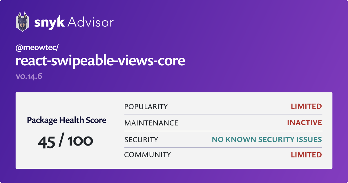 Meowtecreact Swipeable Views Core Npm Package Snyk