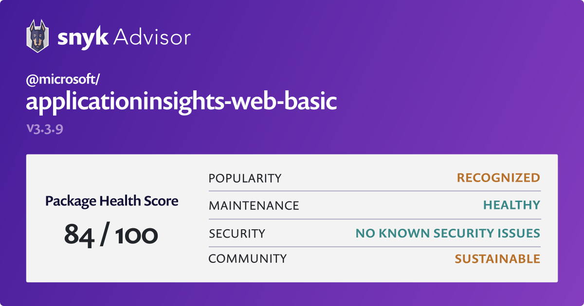 Microsoftapplicationinsights Web Basic Npm Package Snyk
