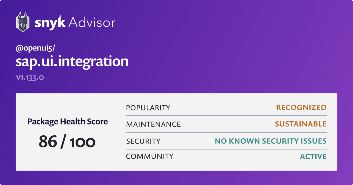 @openui5/sap.ui.integration - npm package | Snyk @openui5/sap.ui.integration - npm package | Snyk