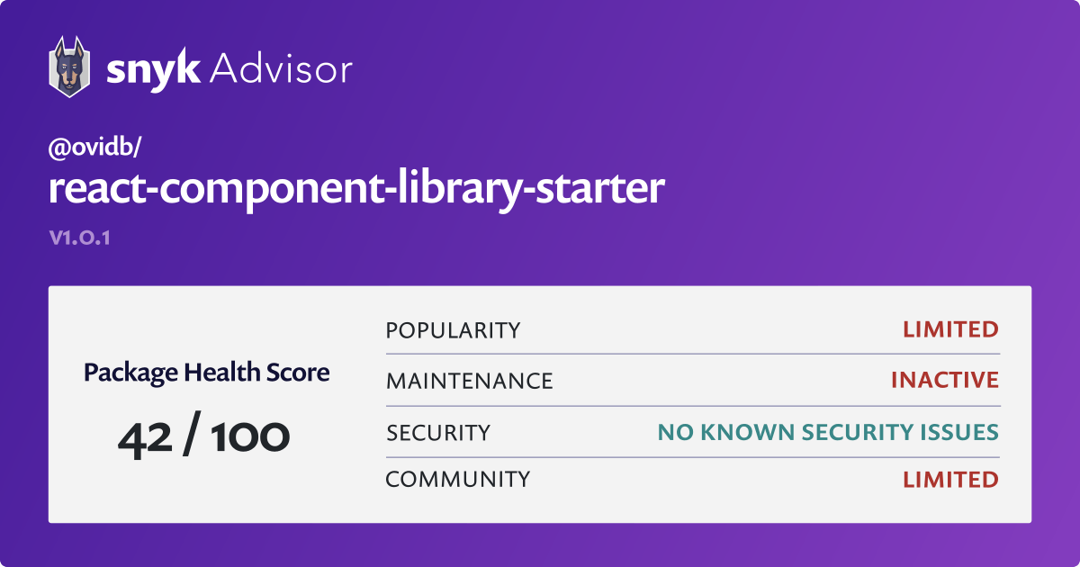 Ovidbreact Component Library Starter Npm Package Snyk