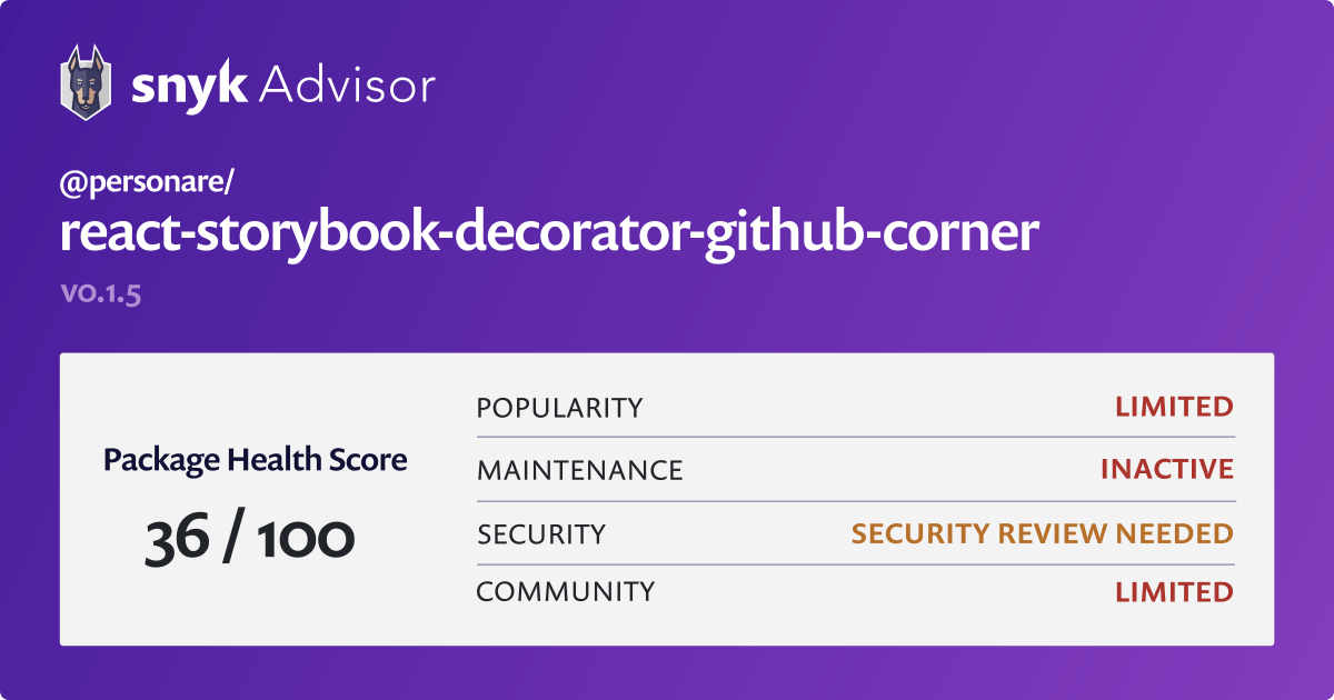 @personare/react-storybook-decorator-github-corner - npm package | Snyk @personare/react-storybook-decorator-github-corner - npm package | Snyk