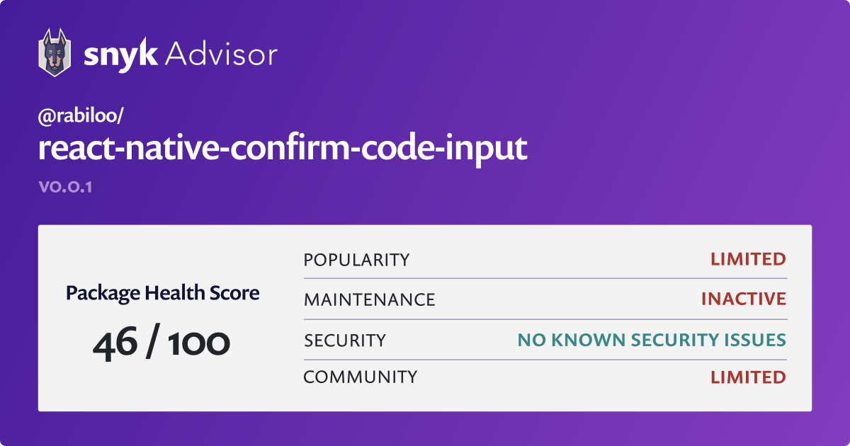Rabilooreact Native Confirm Code Input Npm Package Snyk 