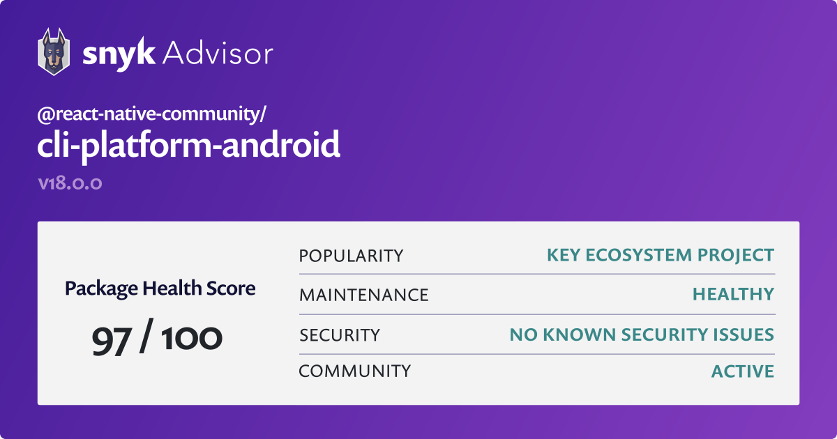 React Native Communitycli Platform Android Npm Package Snyk