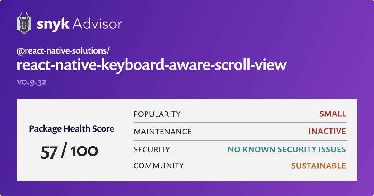 React Native Solutionsreact Native Keyboard Aware Scroll View Npm Package Snyk